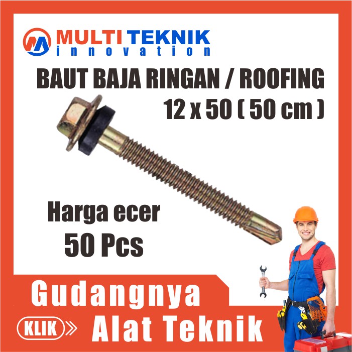 Jual Baut Sekrup Skrup Baja Ringan Roofing Baja Ringan 12 x 50 Ukuran 5 ...