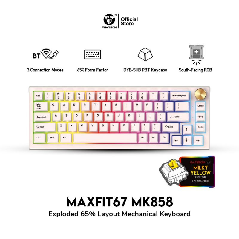 Jual Fantech MAXFIT67 wireless Putih Hotwapable Exploded 65% Mechanical ...