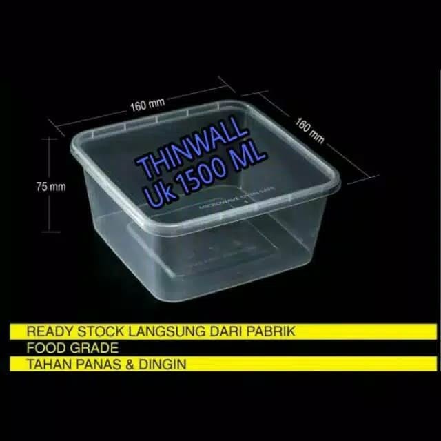 Jual Food Container Thinwall kotak makan box 1500ml buah sayur nasi ...