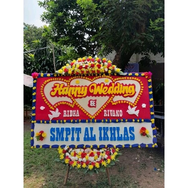 Jual KARANGAN BUNGA PAPAN Happy Wedding Turut Berduka Cita Selamat ...