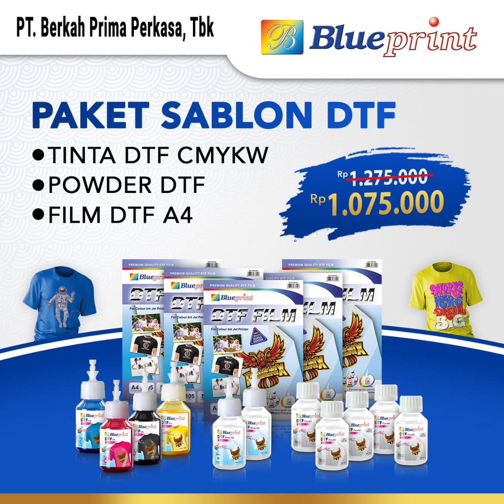 Jual Paket Sablon DTF Blueprint Tinta - Powder & DTF Film | Shopee Indonesia