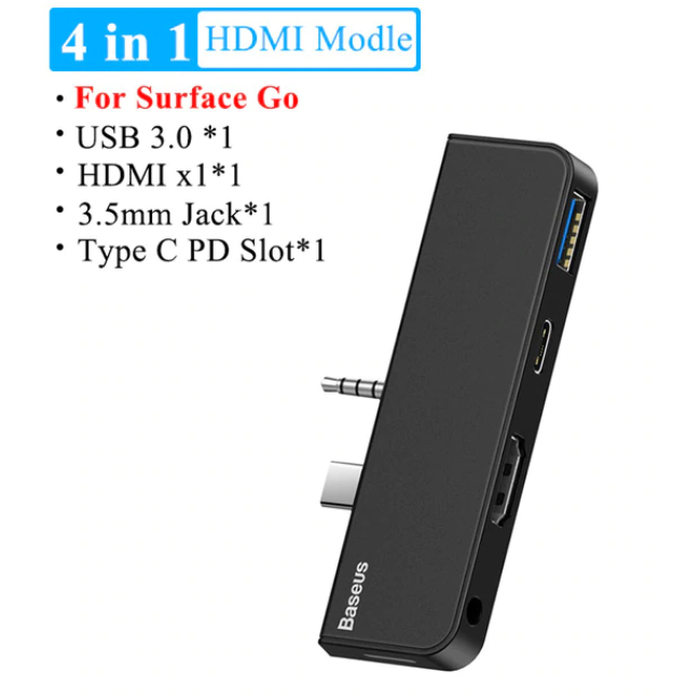 Jual GROSIR TERMURAH Baseus USB Hub Surface GO to USB 3.0 USB C PD HDMI ...