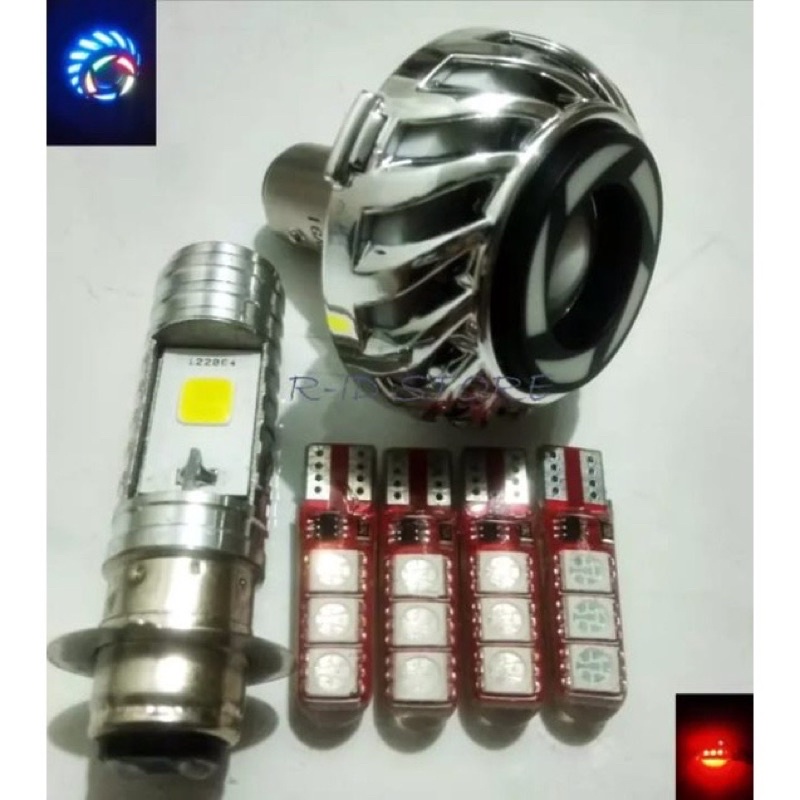 Jual (PAKET HEMAT LAMPU VARIASI 3IN1) LAMPU UTAMA LED 2 SISI AC DC+LAMPU STOP REM PROJIE+4pcs ...