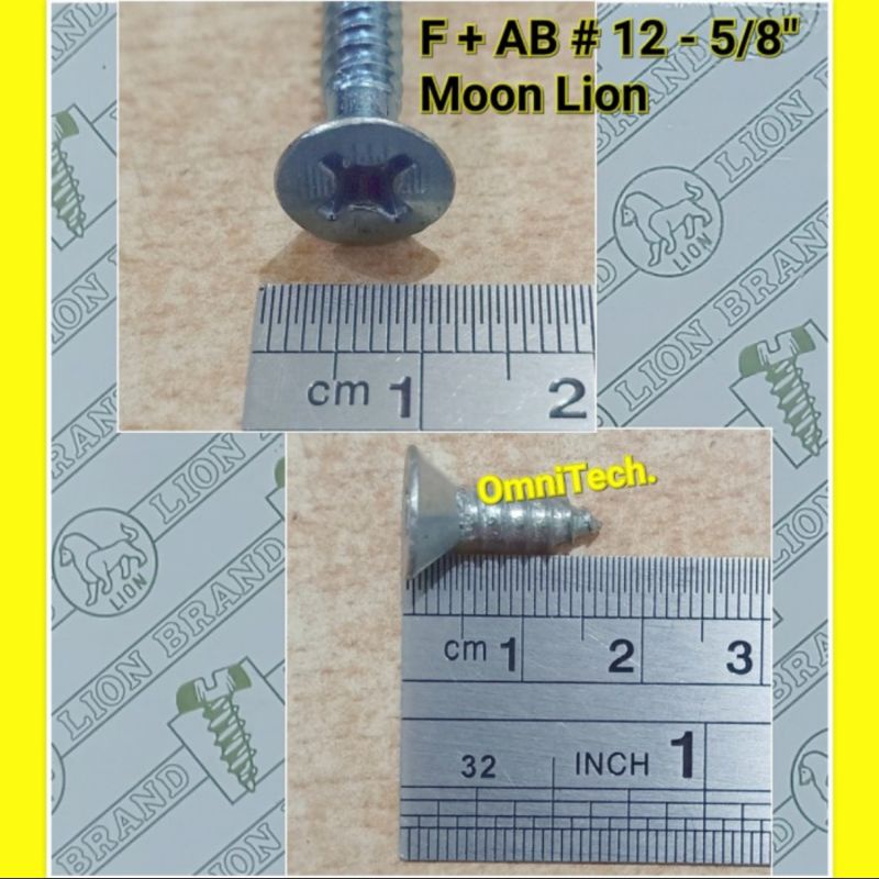 Jual "10 Pcs" Sekrup Tap Tapping Screw FAB FH Kepala Rata (+) Moon Lion 12x5/8" 12 x 5/8" ( 12x1 ...