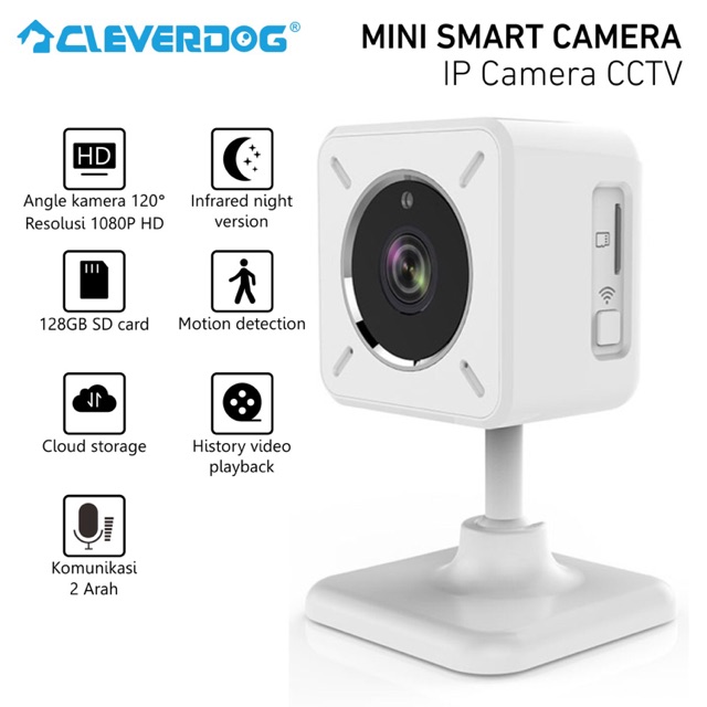 Jual Cleverdog Mini Smart Security Camera IP Camera CCTV WIFI | Shopee ...