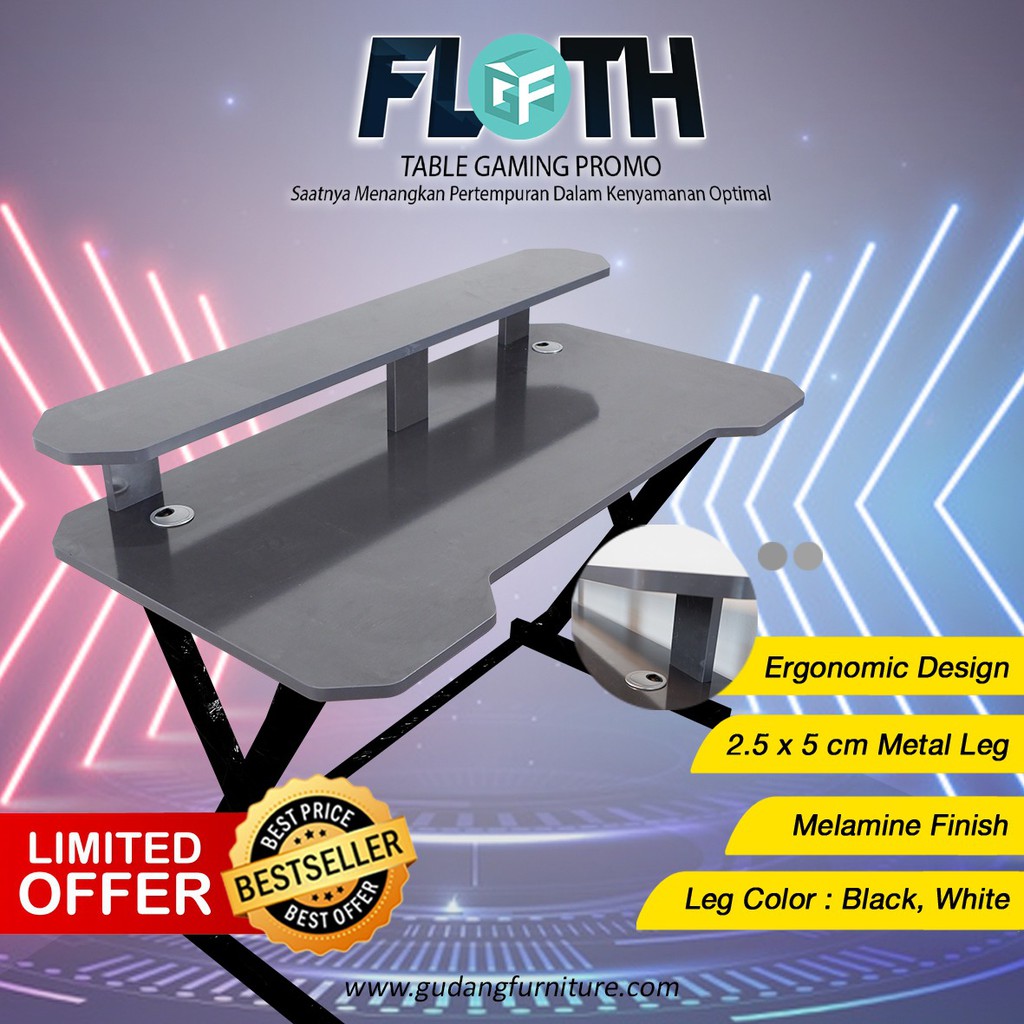 Jual Meja Gaming Meja Komputer Murah FLOTH FL120 ( LK ) | Shopee Indonesia