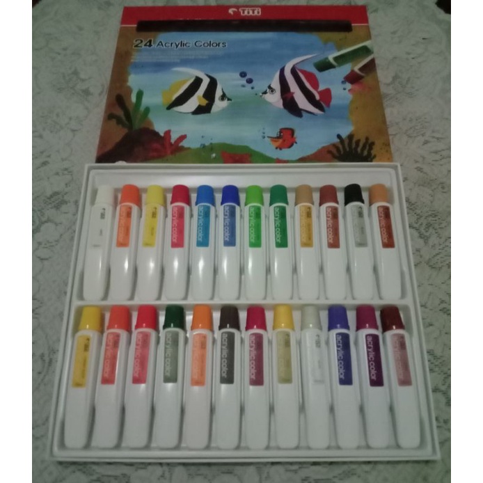 Jual acrylic colors/cat akrilik 24 & 18 warna/Titi joyko cat air ...