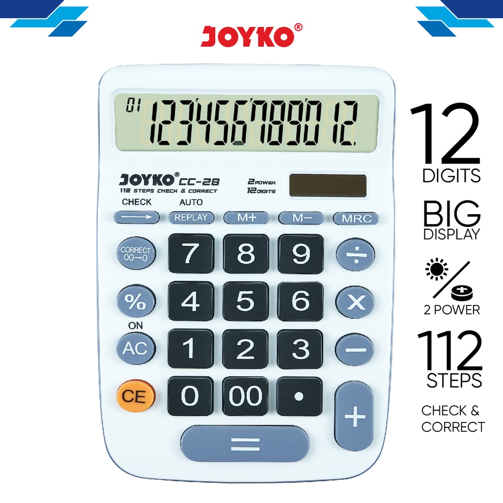 Jual Calculator Kalkulator Joyko CC-28 12 Digits Check Correct | Shopee ...