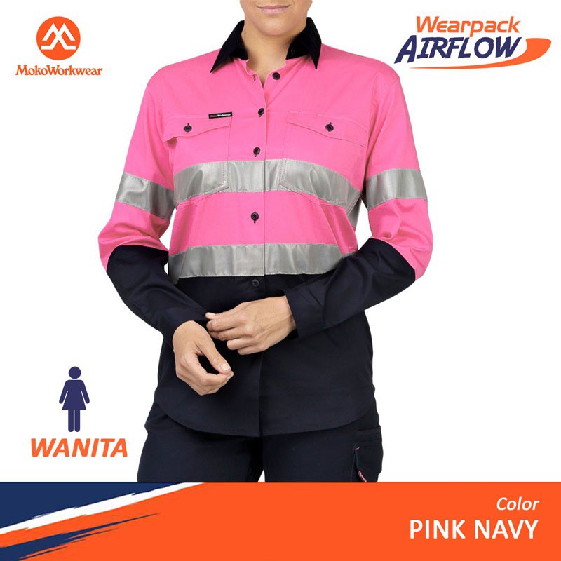 Jual MokoWorkwear Wearpack Safety Airflow Pink Navy(Cewek) | Shopee ...