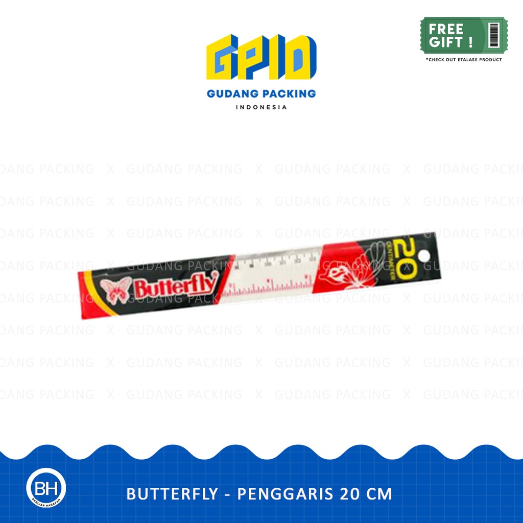 Jual BUTTERFLY - Penggaris Plastik / Glass Ruler 20 cm | Shopee Indonesia