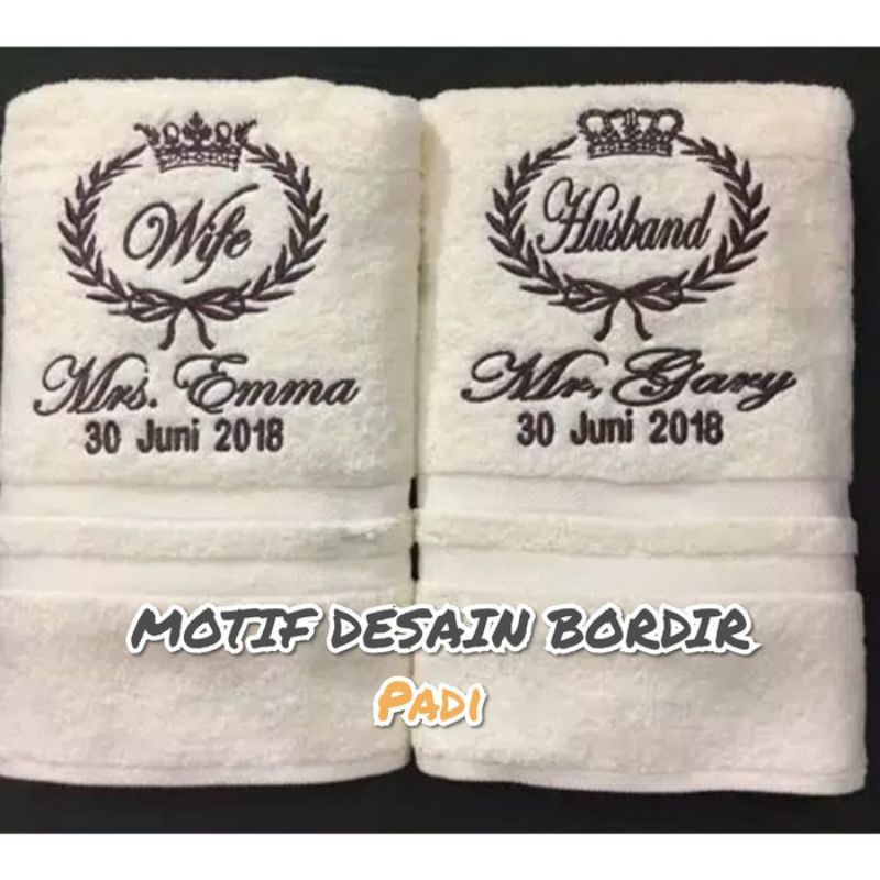 Jual Handuk couple husban wife plus box 135x70 gratis custom nama ...