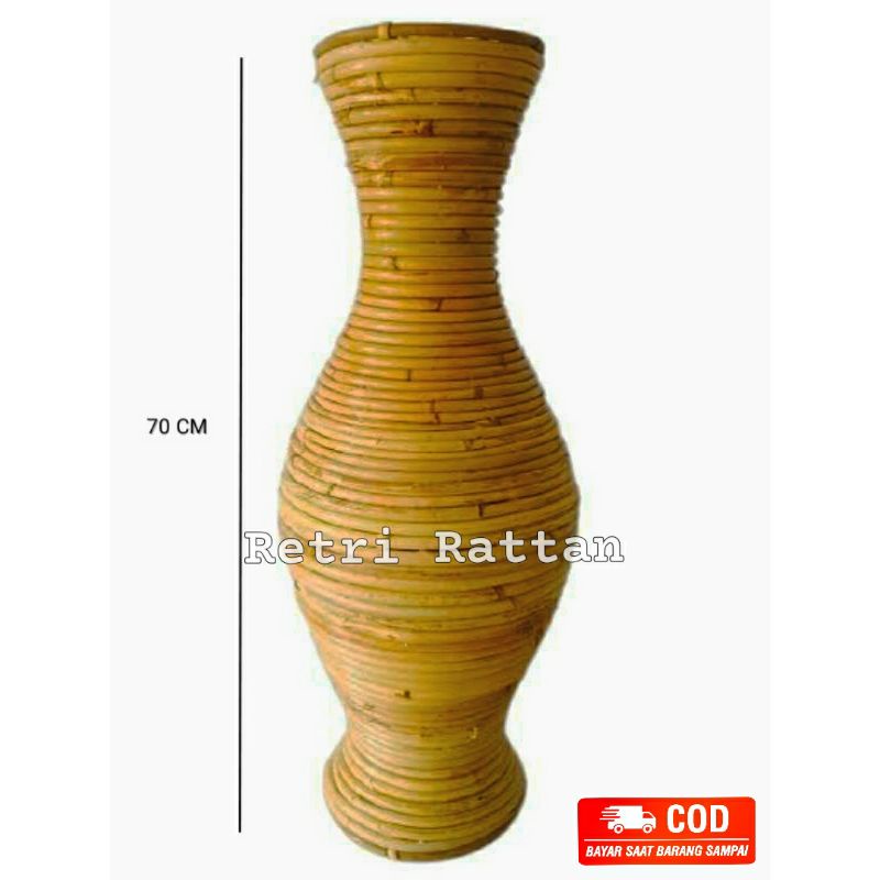 Jual Guci Pot Vas Bunga Rotan Dekorasi Hias tinggi 70cm | Shopee Indonesia
