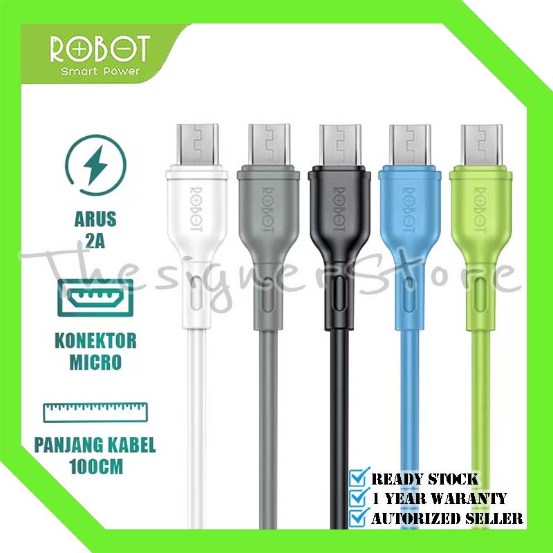 Jual Kabel Data Micro USB ROBOT RBM100S 1M Data Cable 2A Original ...