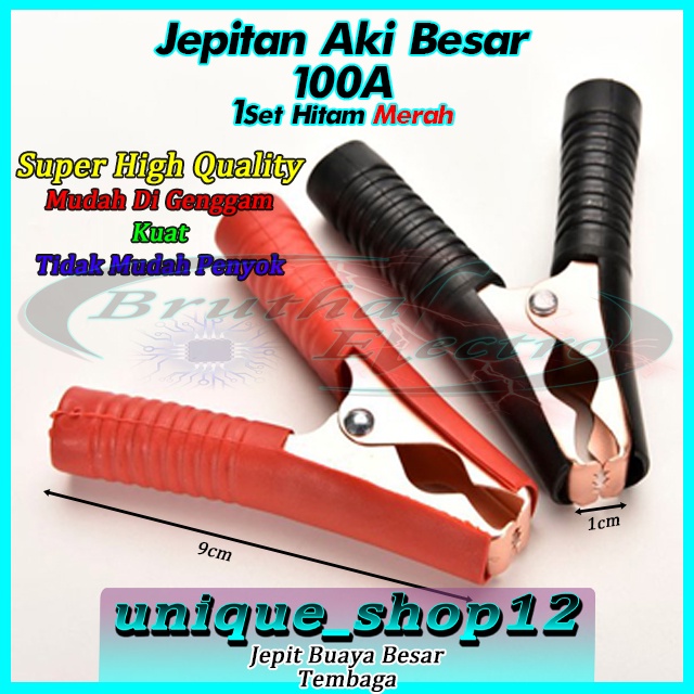 Jual Capit Buaya Jepitan Aki 100A High Quality Aligator Clip Besar 9mm ...