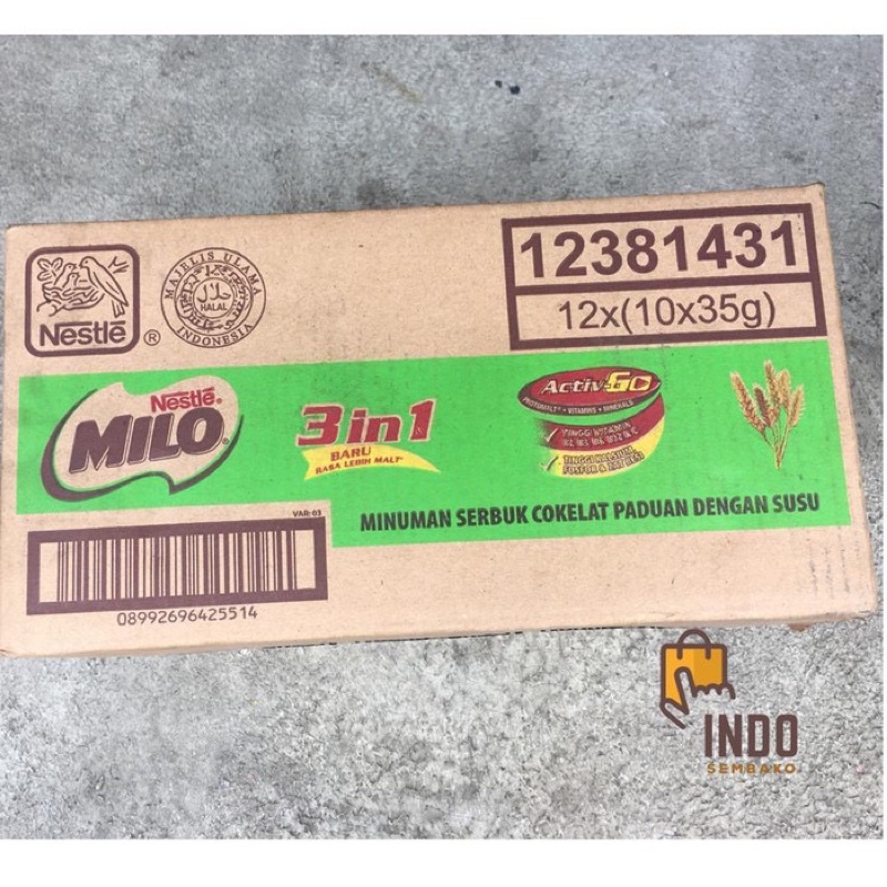 Jual susu milo 3 in 1 sachet isi 120 x 34g / Susu Milo 3in1 dus karton ...