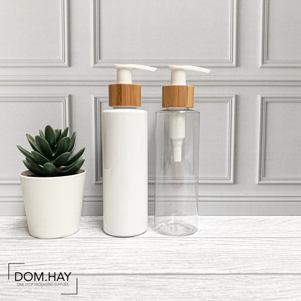 Jual Botol Pump Lotion Wood Bambu 150ml RF Plastik PET Soap Dispenser ...