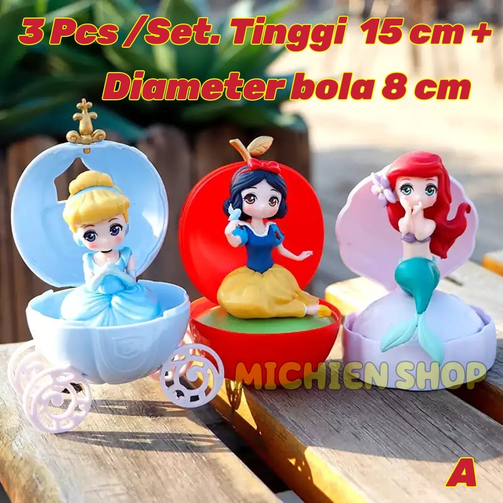 Jual figure set 3 belle jasmine rapunzel ariel cinderella snow white ...