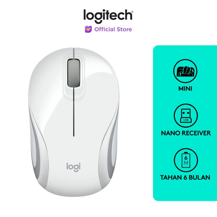 Jual Logitech M187 Mouse Wireless Mini Portable - White | Shopee Indonesia
