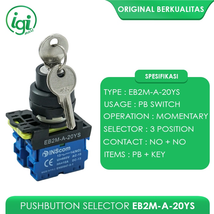Jual SELECTOR SWITCH WITH KEY STAY PUT / PUSH BUTTON KUNCI LOCK ON OFF | Shopee Indonesia