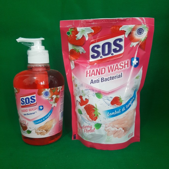 Jual Promo SOS Hand Soap Botol 400ml dan Refill 300ml Aroma Strawberry ...