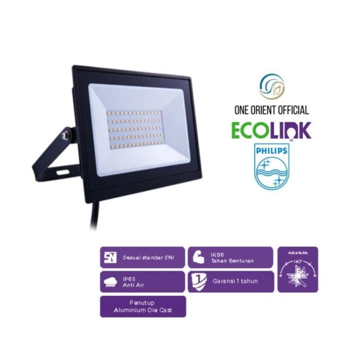Jual Philips Ecolink Lampu Sorot LED Floodlight 50 watt - Warm White ...