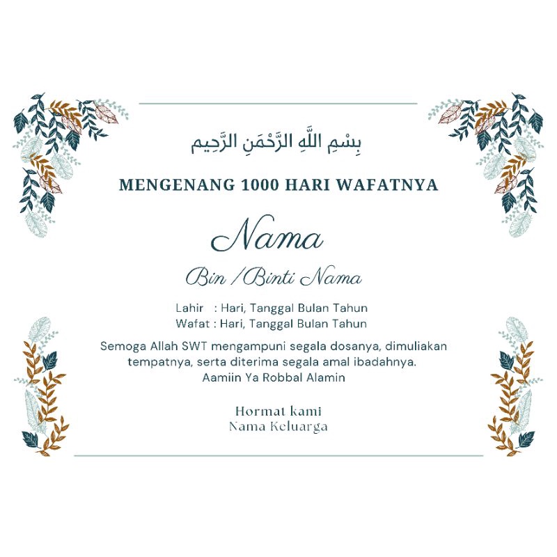 Jual Cetak Kartu/Stiker Mengenang 40/100/1000 Hari Wafatnya, Custom ...