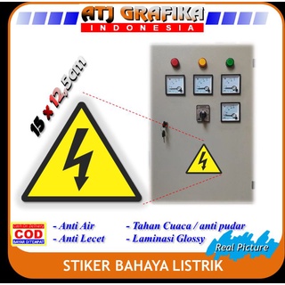 Jual Stiker segitiga bahaya listrik arus tegangan tinggi sticker Anti ...