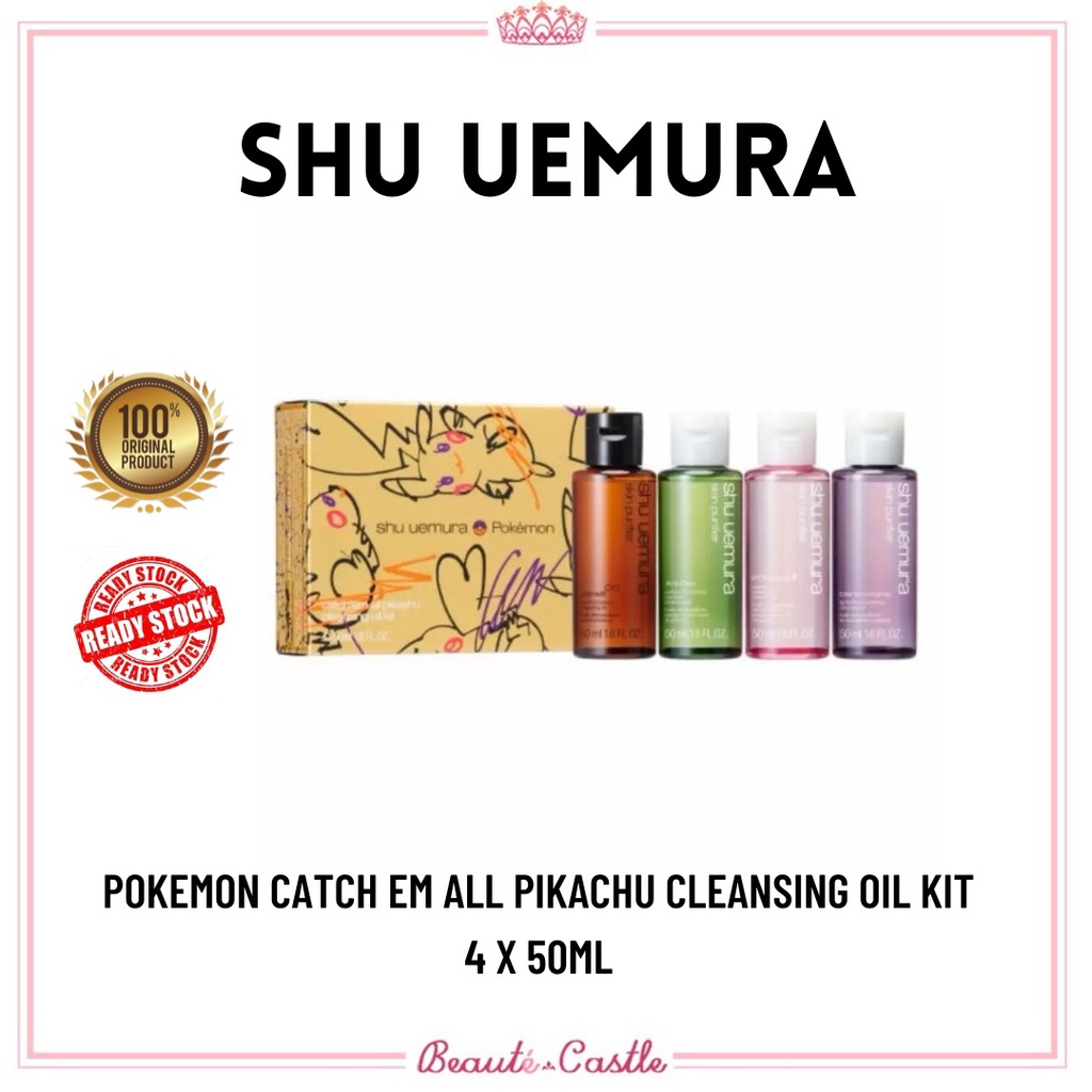 Jual SHU UEMURA Pokemon Catch Em All Pikachu Cleansing Oil Kit 4pc ...