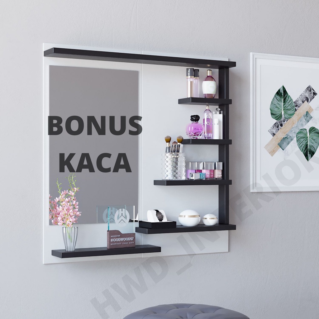 Jual RAK MAKEUP KACA GANTUNG + PACKING KAYU / MEJA RIAS GANTUNG / RAK ...