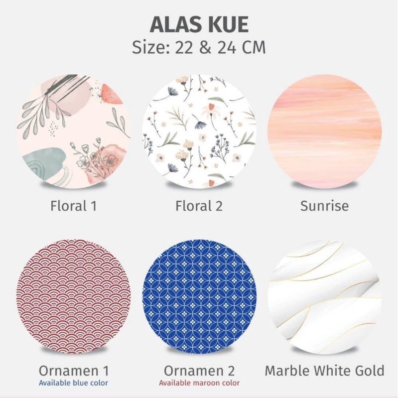 Jual Alas Kue Bulat Tart Cake Board Tatakan 22 24 cm Bundar Marble ...