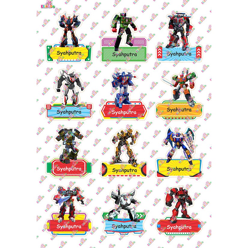 Jual LABEL NAMA TRANSFORMER 48 STIKER - ANTI AIR/ROBEK/LUNTUR -2 Nama ...