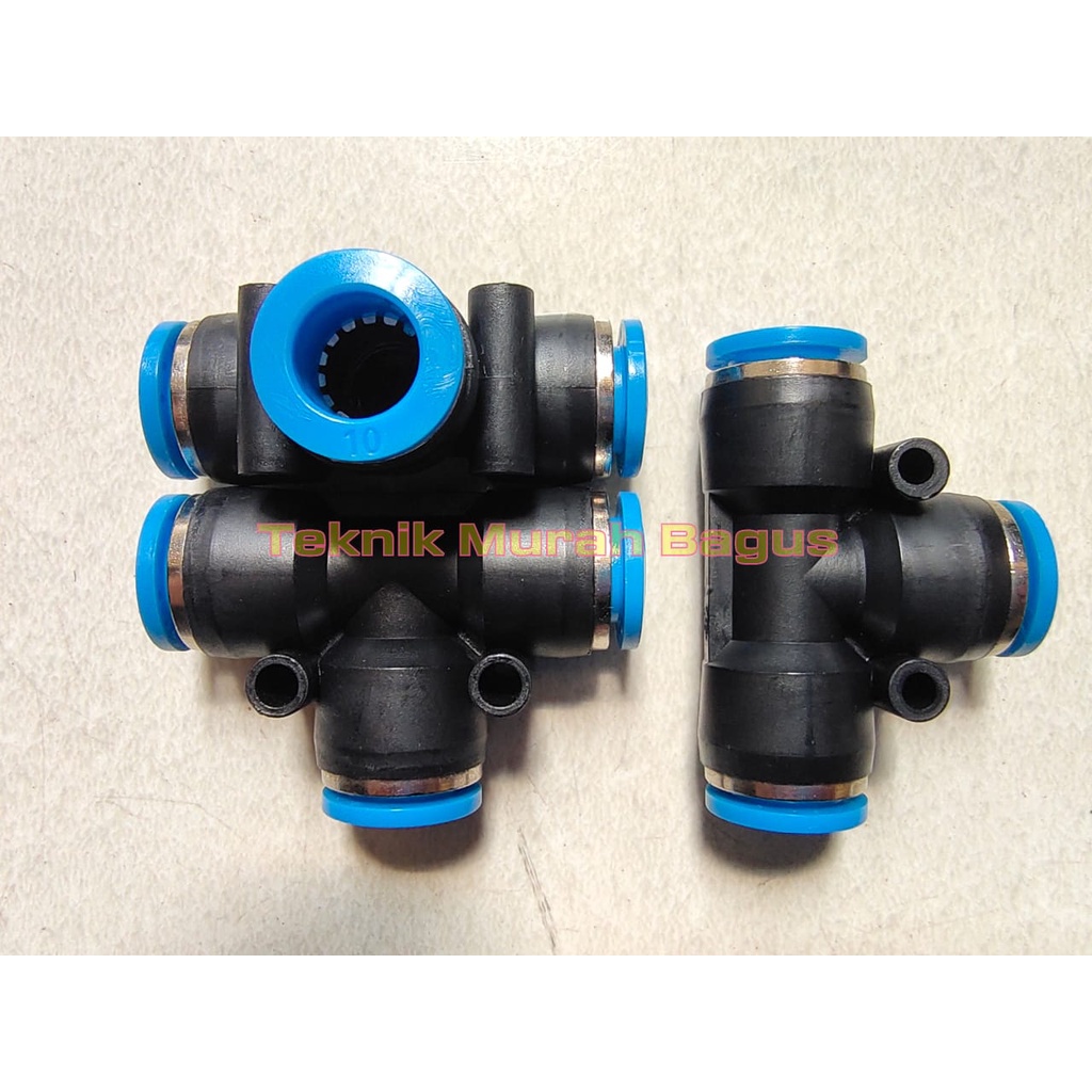 Jual TEE REDUCING Connector PE 10mm Fitting Pneumatic PE 10mm Fitting ...