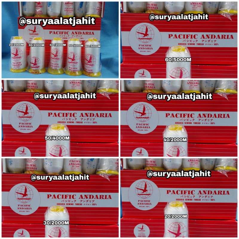 Jual Benang Kenur no.20/30/40/50/60 Andaria nylon 100% rp.31.500/pcs ...