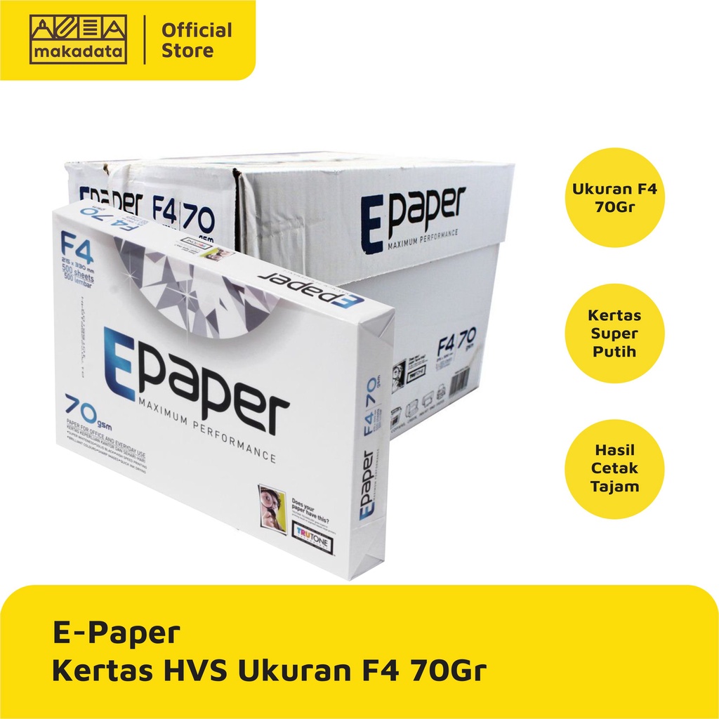 Jual KERTAS HVS / PRINT / FOTOCOPY E-PAPER F4 70 GRAM (1 BOX) MURAH | Shopee Indonesia
