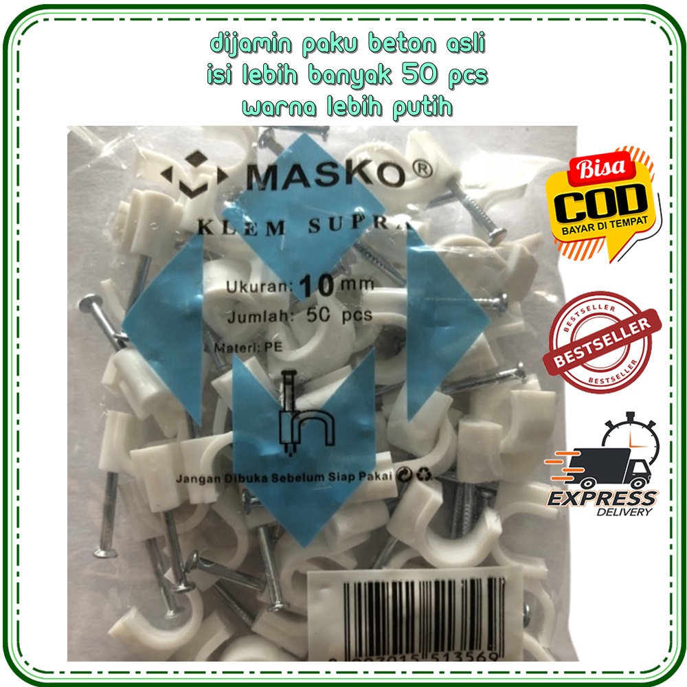 Jual Klem Kabel Clip Kabel Cable No 10 mm Klem Paku Beton no.10 Masko ...