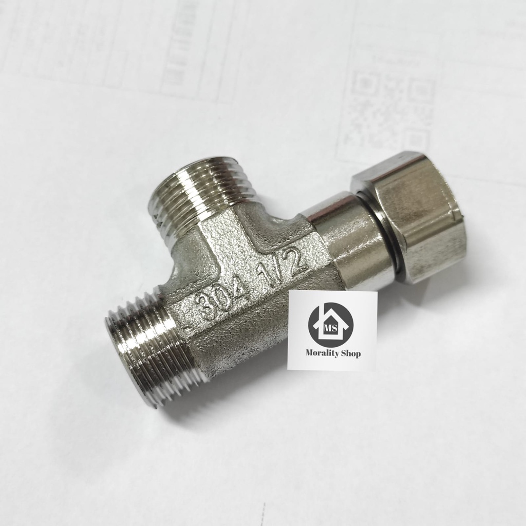 Jual Tee Kran Shower Closet Kloset 1/2" Stainless K12C-Mur Moe Nepel T ...