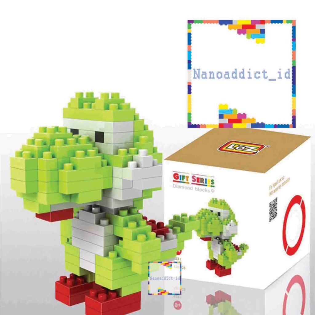 Jual Loz Nanoblock Super Mario Bros - Yoshi Dino 9331 / Luigi / Mario ...