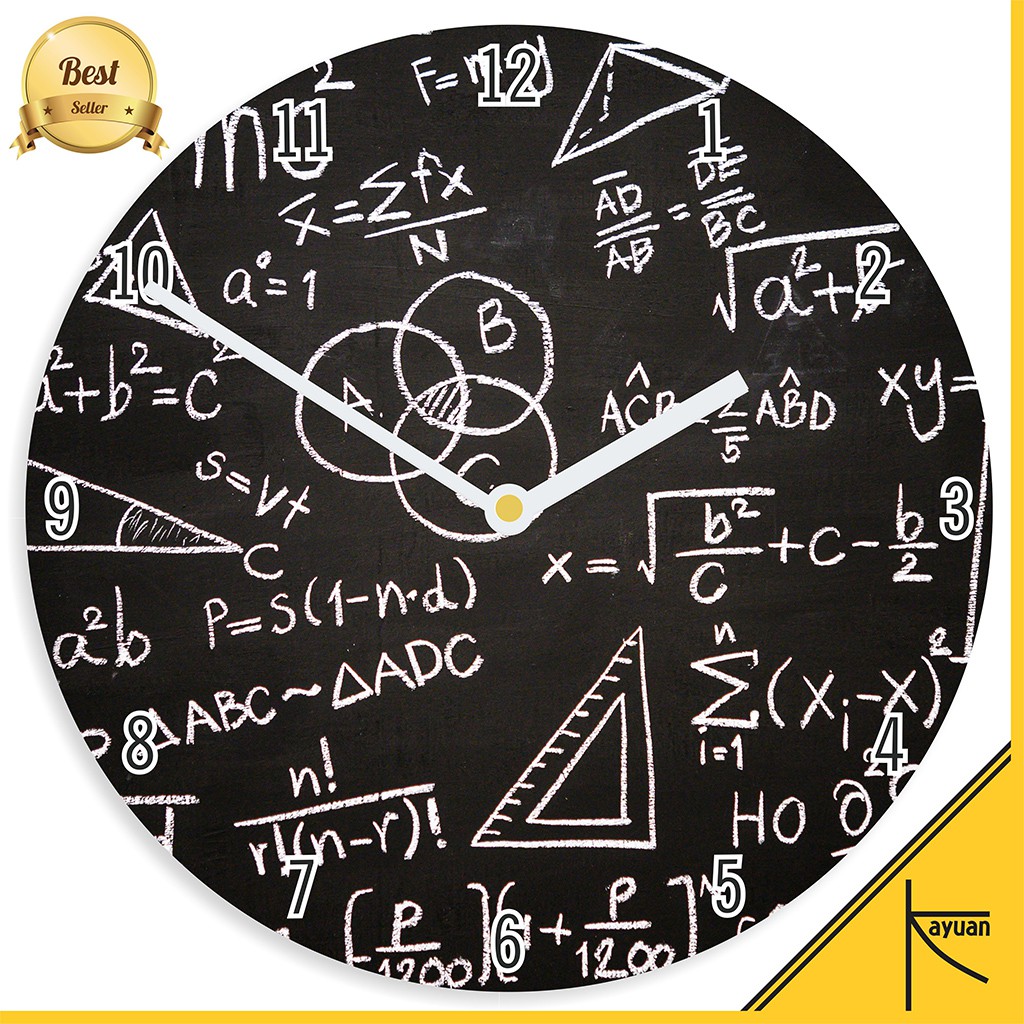 Jual Jam Dinding Kayu Desain Rumus Matematika Motif Math PRIA DAN ...