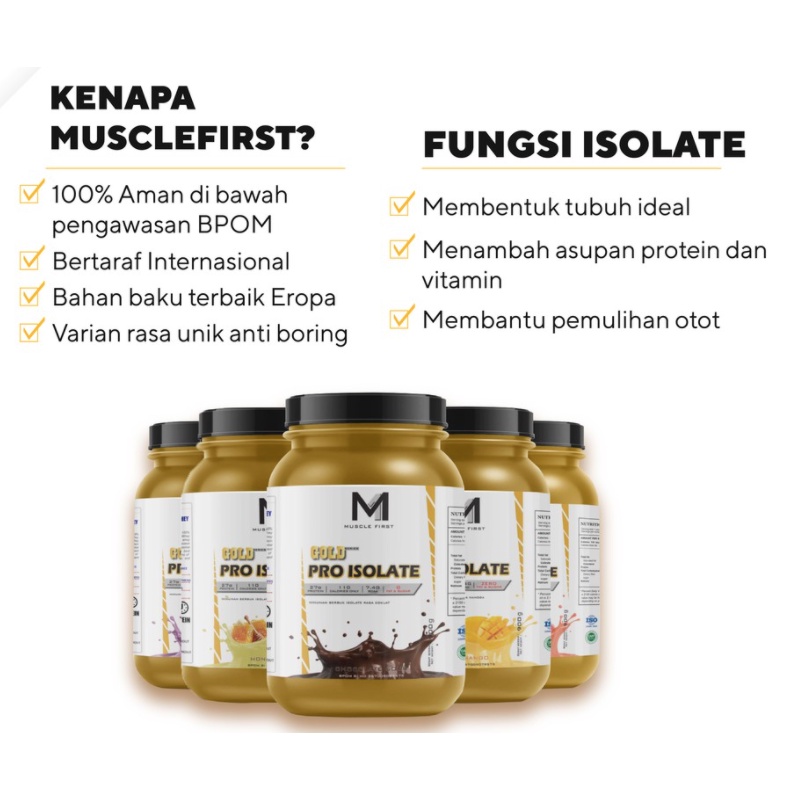 Jual M1 MUSCLE FIRST GOLD PRO ISOLATE WHEY PROTEIN ISOLATE murni 110 ...
