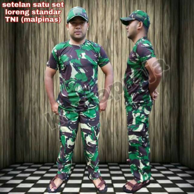 Jual Setelan Loreng Malvinas Satu Set/baju loreng tni | Shopee Indonesia