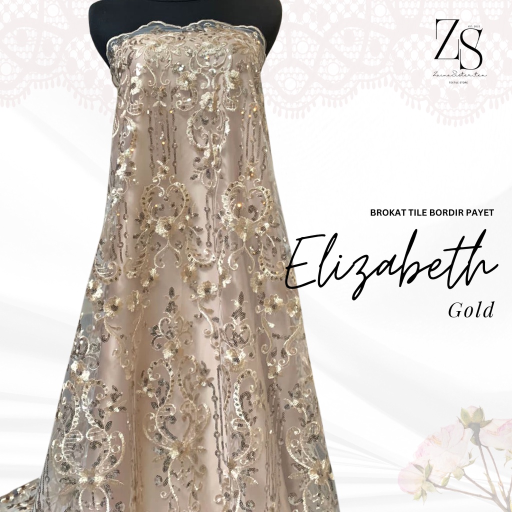 Jual Bahan Kain Kebaya Brokat Tile Payet Bordir Mewah Elizabeth Warna ...