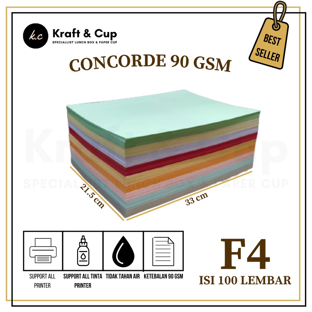 Jual Kertas Concorde F4 90gr isi 100 lembar / Kertas Concorde F4 90 gr | Shopee Indonesia