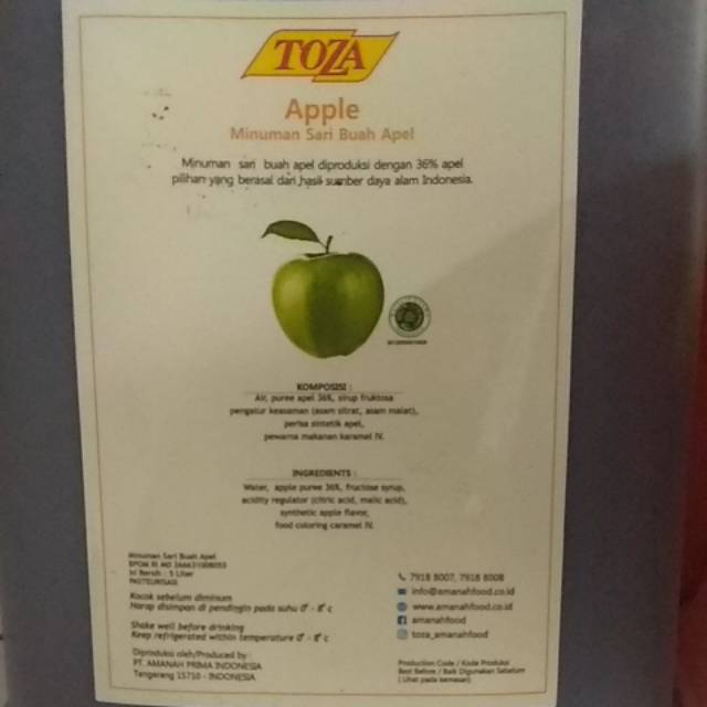 Jual Toza Juice Buah Apel 5 Liter / Galon | Shopee Indonesia