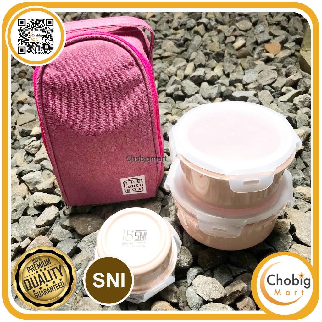 Jual Food Container Plus Tas Thermal / Lunch Box Set 3 Pcs / Kotak ...