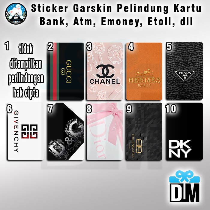 Jual Sticker Pelindung Skin Garskin Merk Tas Mahal Mewah Kartu ATM E ...