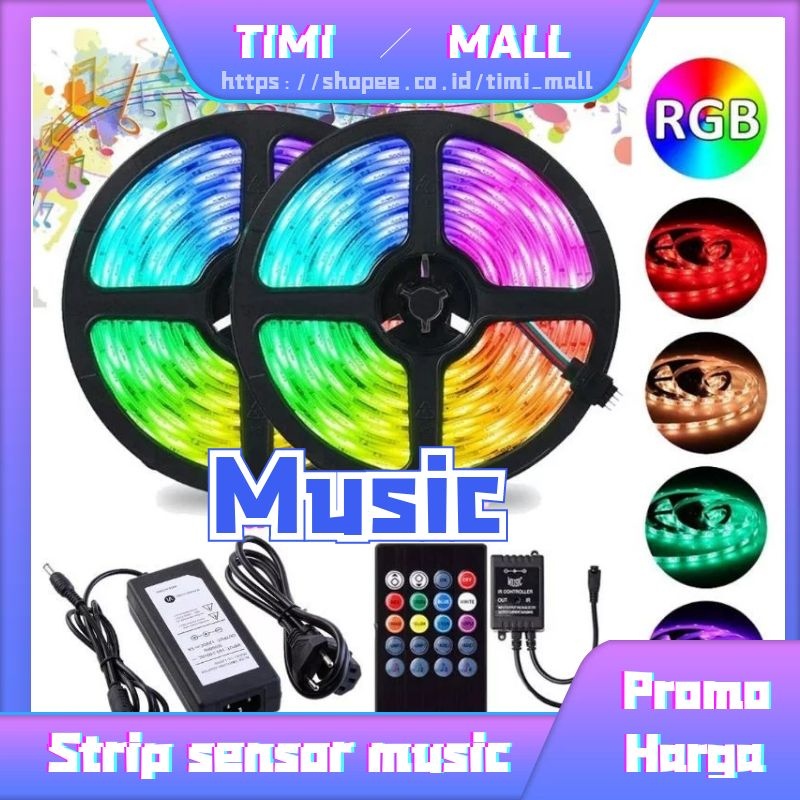 Jual ️TIMIMALL ️ LAMPU LED STRIP 5050 10m RGB REMOT SENSOR MUSIC IP65 ...
