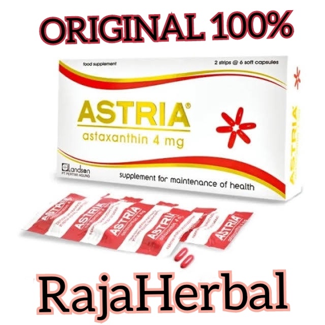 Jual ASTRIA ASTAXANTHIN 4MG PER STRIP ISI 6 KAPSUL UNTUK DAYA TAHAN ...