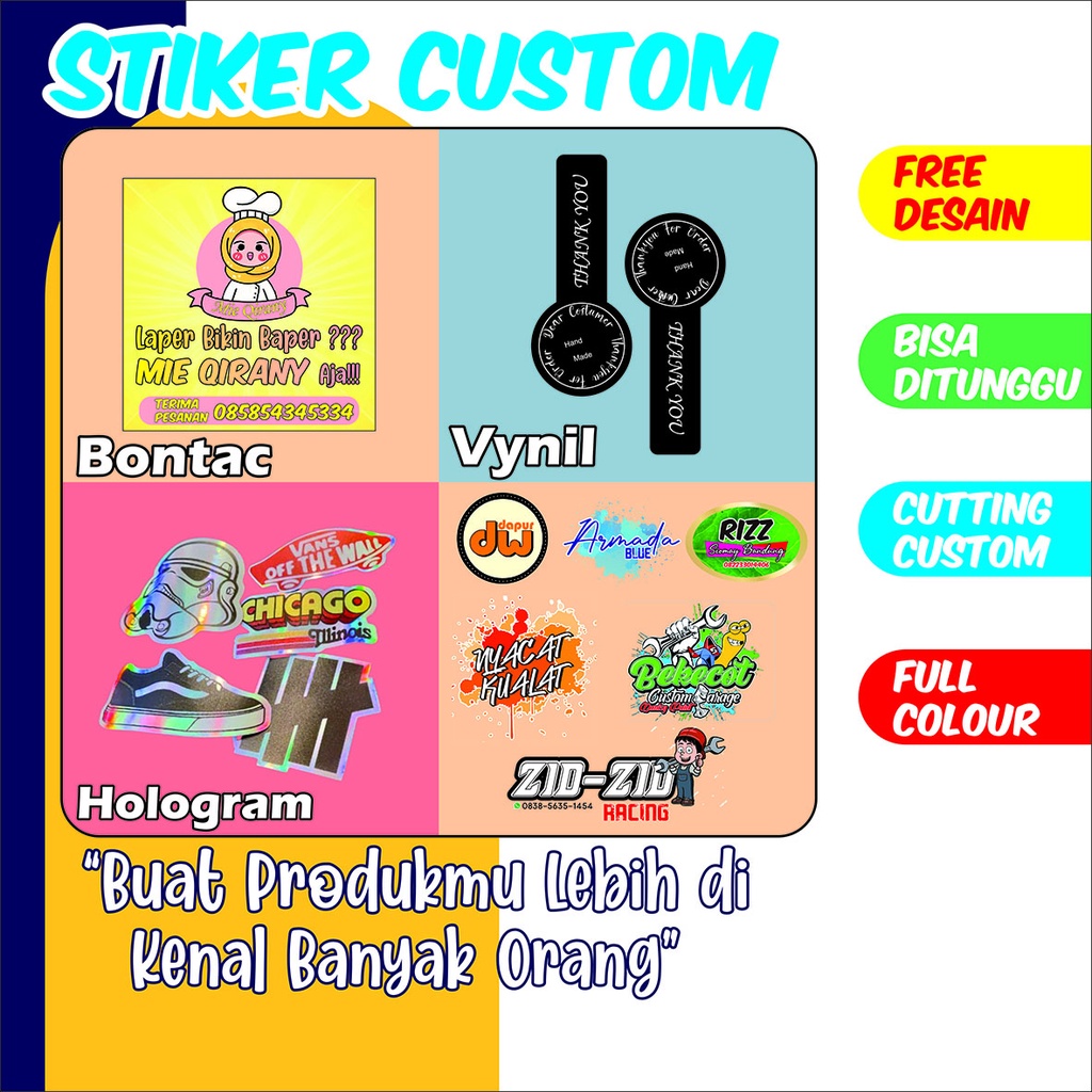 Jual cetak setiker A3/Sticker bontac/cetak label produk/Label produk ...