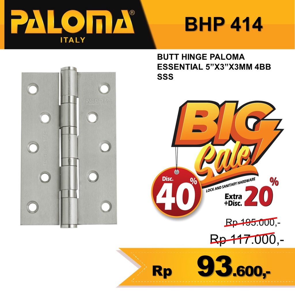 Jual Engsel Pintu PALOMA BHP 414 HINGE 5" x 3" x 3mm STAINLESS | Shopee ...
