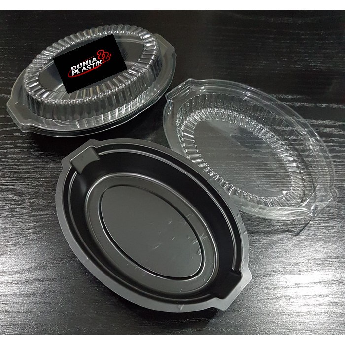 Jual Isi 50pcs Tray Spaghetti Mika Oval Box makanan Warna Hitam / Merah ...